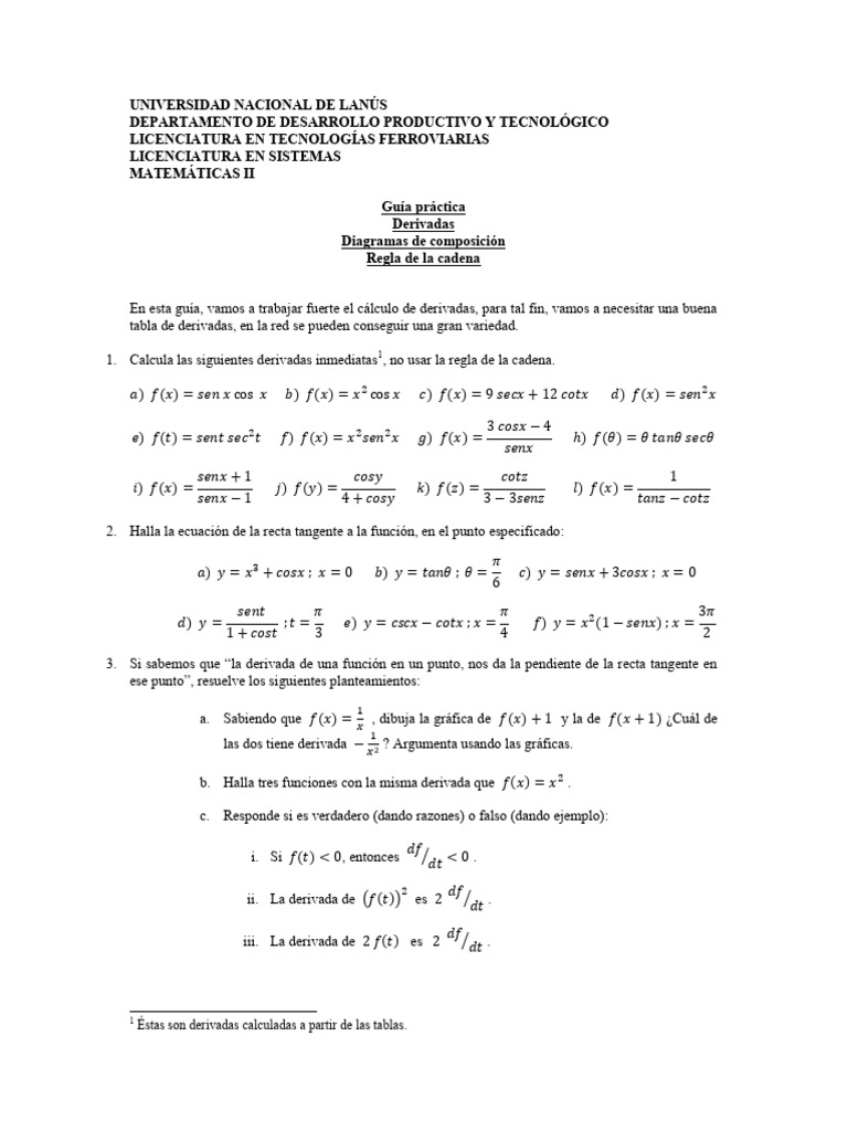Guía Práctica - Derivadas - Matemáticas II | PDF | Derivado | Física Matemática
