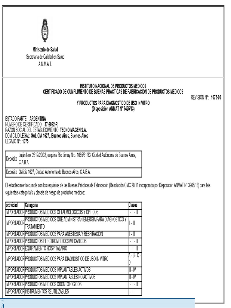 Certificado BPF Tecnoimagen | PDF