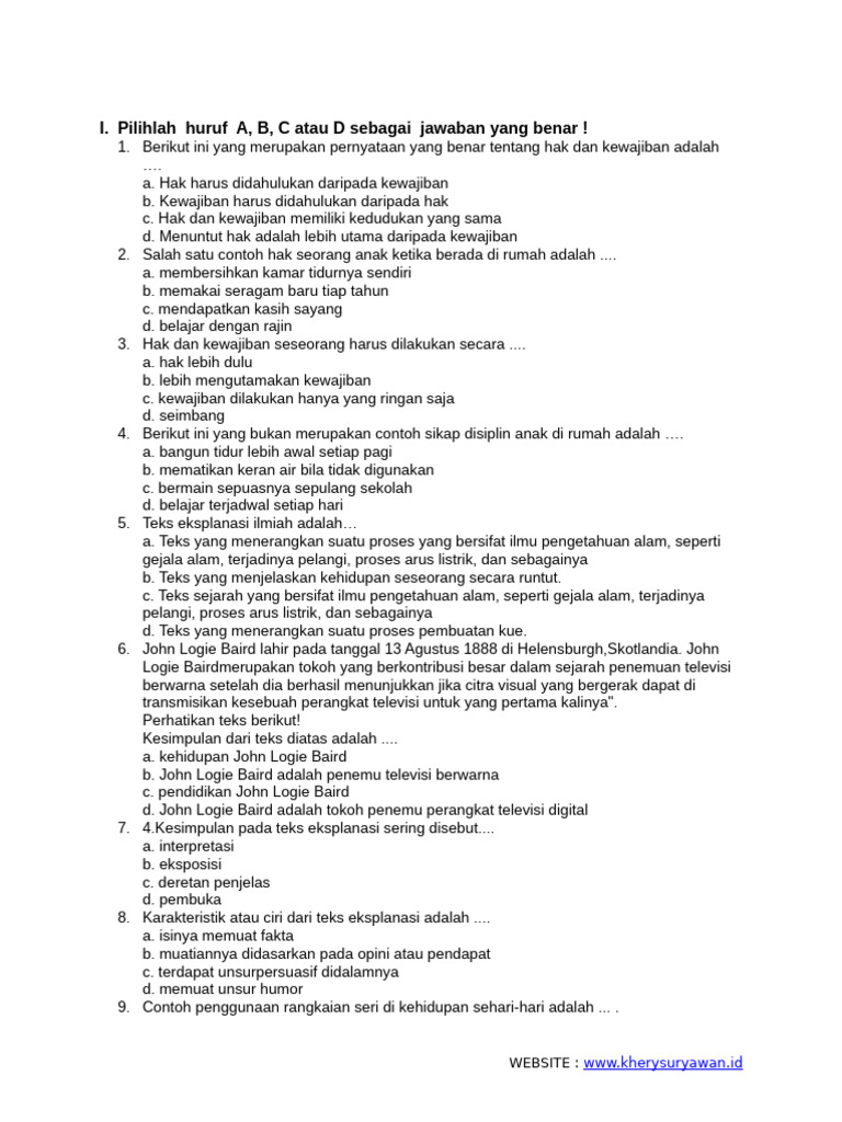 SOAL & Jawaban PAS KELAS 6 TEMA 3 | PDF