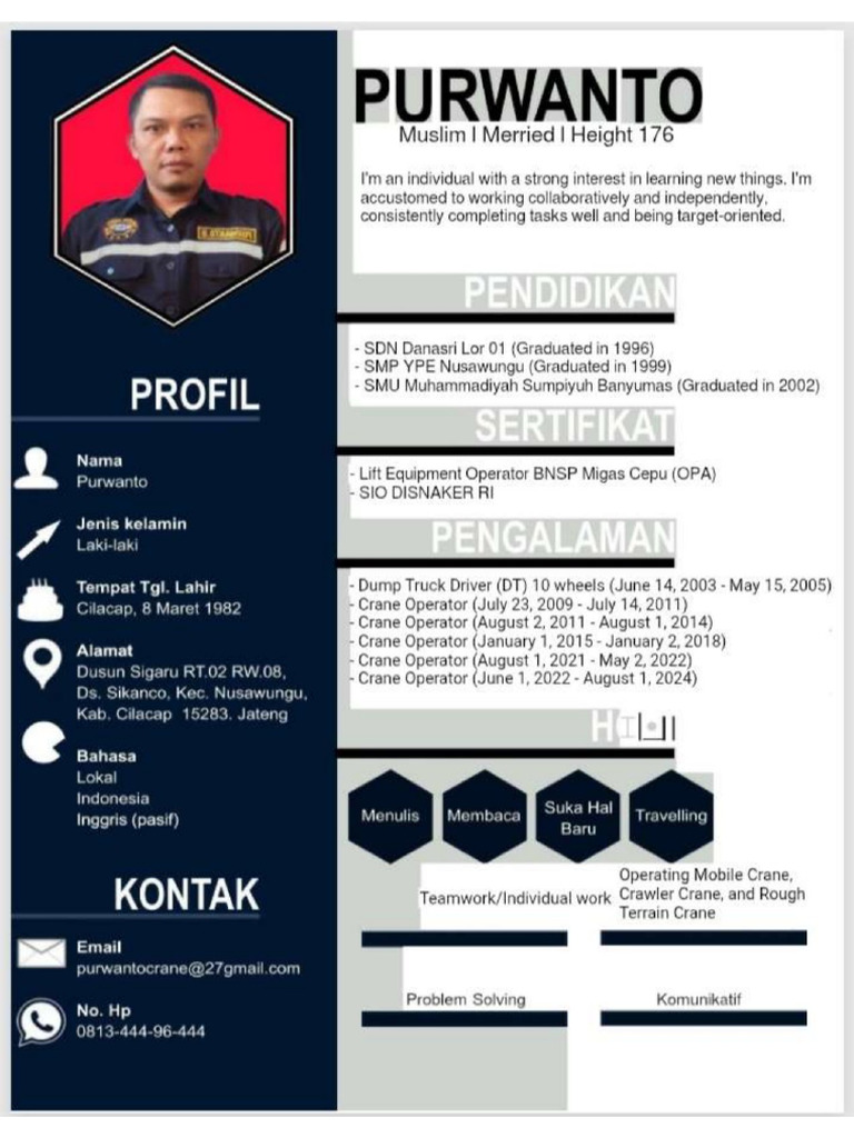 PROVIL CV - Purwanto Bhs | PDF