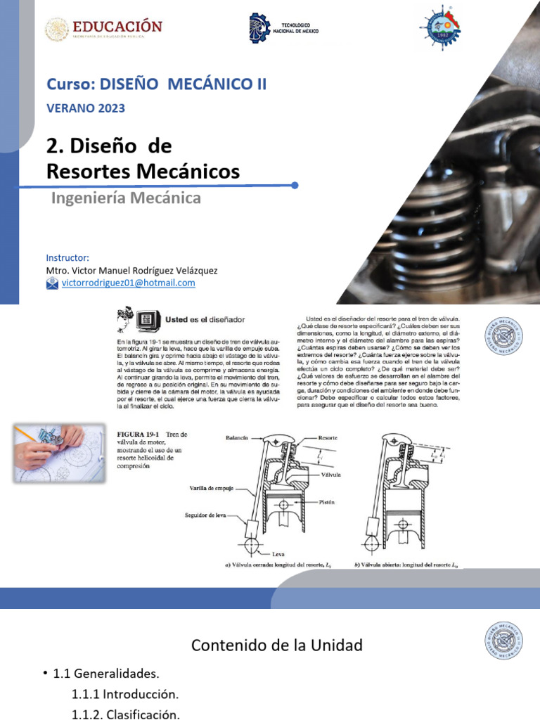 Diseño de Resortes Mecánicos 2023 | PDF | Acero | Tratamiento a base de ...