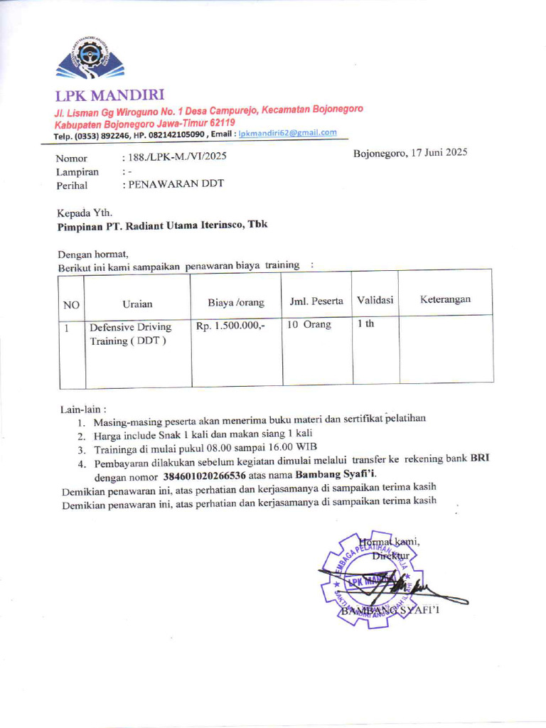 Penawaran DDT Radiant | PDF