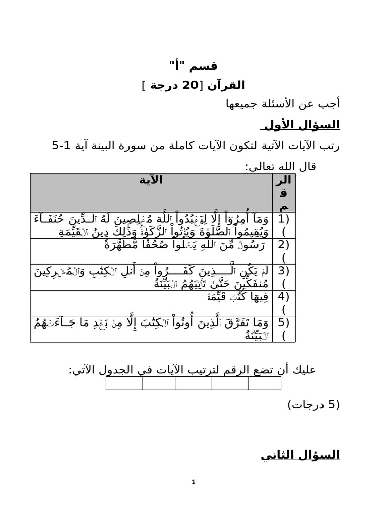 Soalan Pat Syariah Ting 1 2018 | PDF