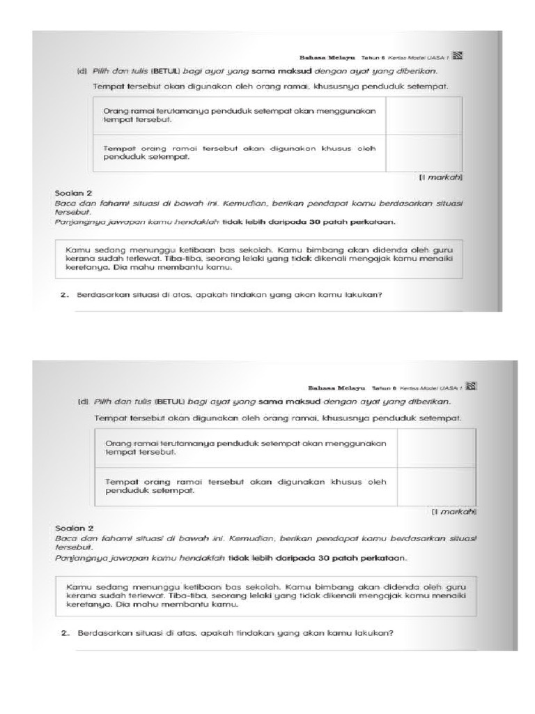 Bm Tahun 6 Bahagian B Pdf