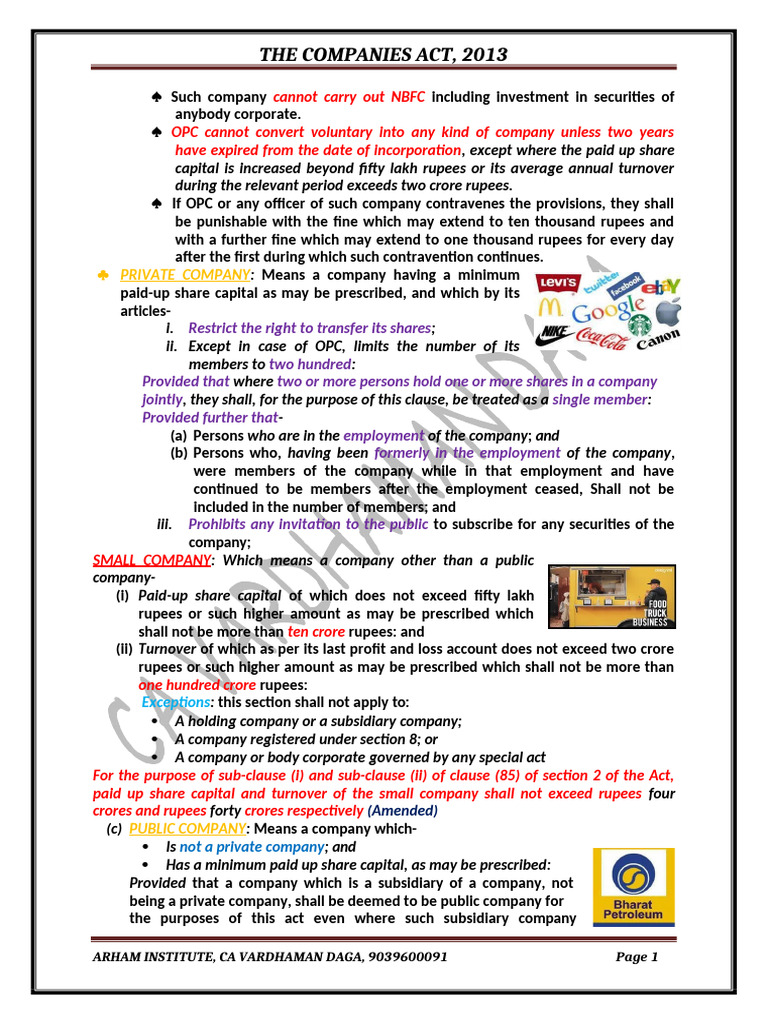 CA Foundation Law Colourful Summary Notes-98-113 | PDF | Dividend | Stocks
