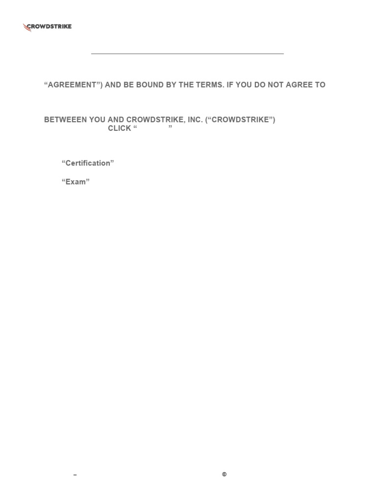 Crowdstrike Certification Exam Agreement | PDF | Trade Secret | Privacy