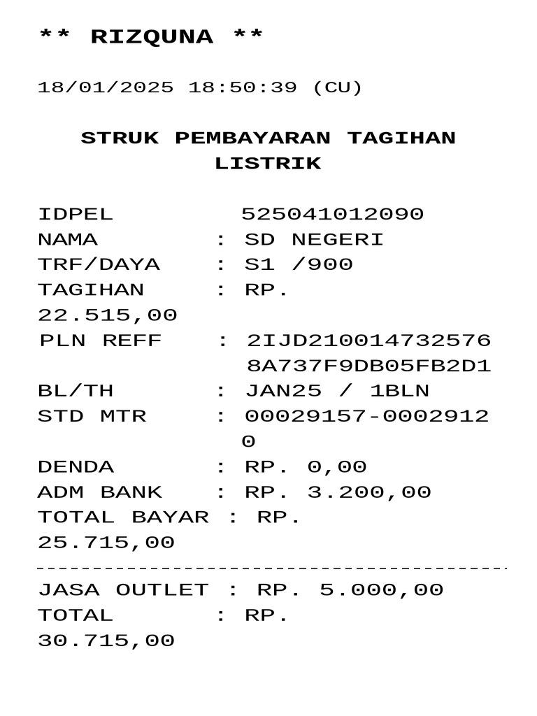Nota Listrik Bisa Edit | PDF