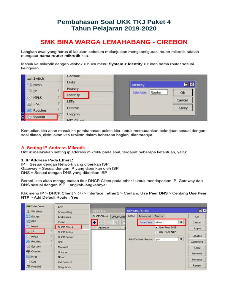 Pembahasan Soal UKK TKJ Paket 4 Tahun Pelajaran 2019 | PDF
