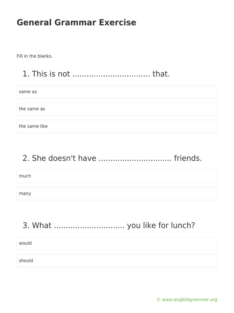 General Grammar Exercises Overview | PDF