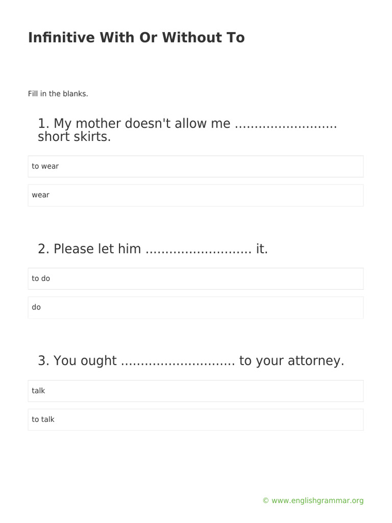 Infinitive With or Without To | PDF