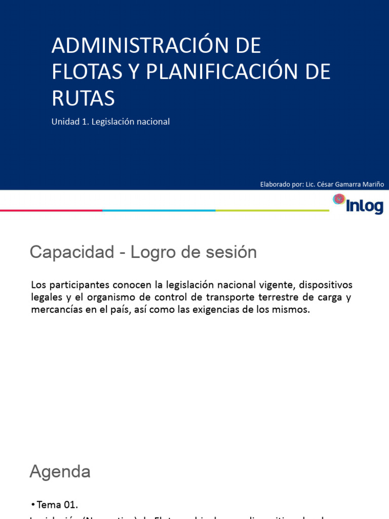 Sesión 1. Legislación Nacional y Normativas Vigentes en El Transporte ...