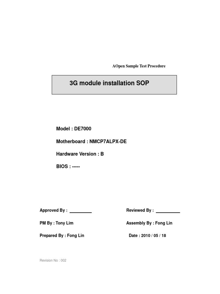 3G Module Installation SOP - Ver2 | PDF