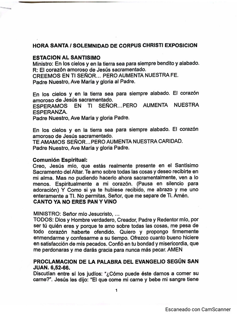 Hora Santa de Corpus Christi | PDF