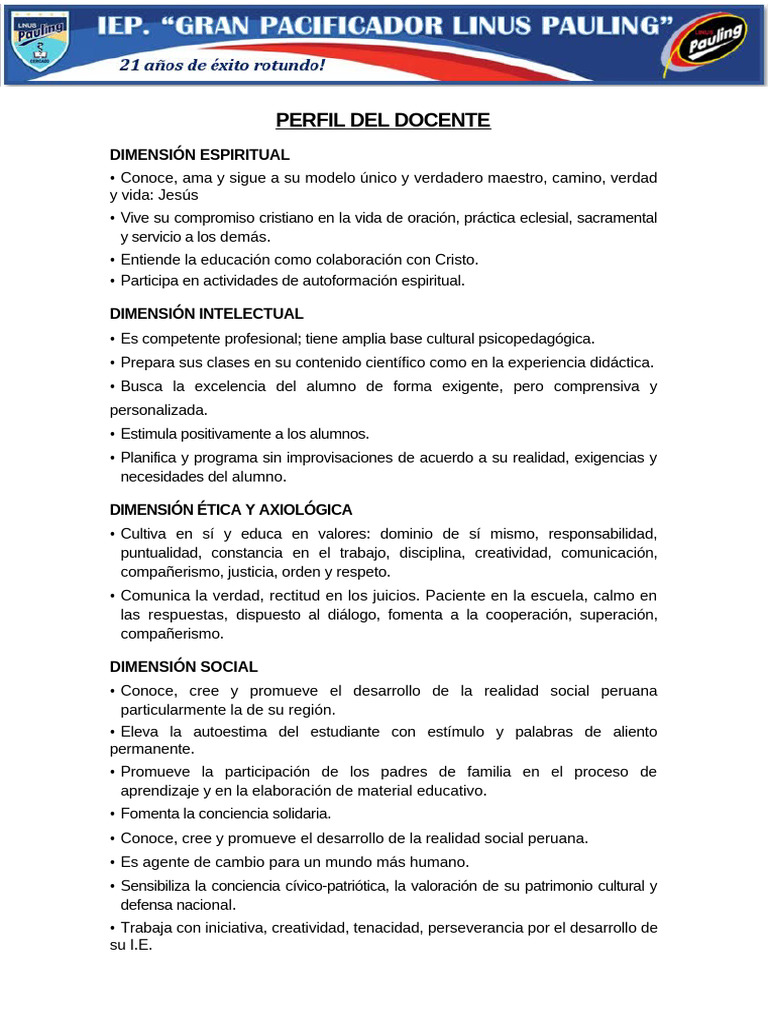 Perfil Del Docente | PDF