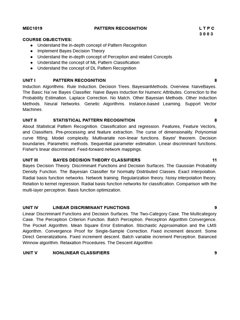 Pattern Recognition | PDF | Statistical Classification | Pattern Recognition
