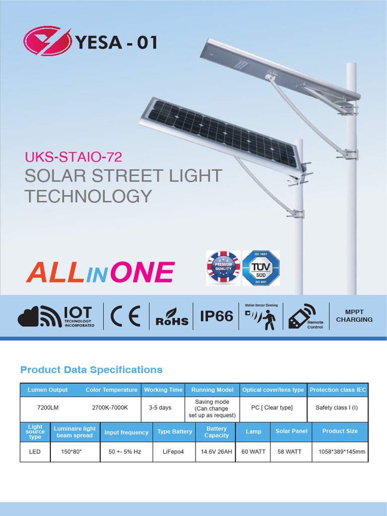 Solar Street Light Technology 58w | PDF