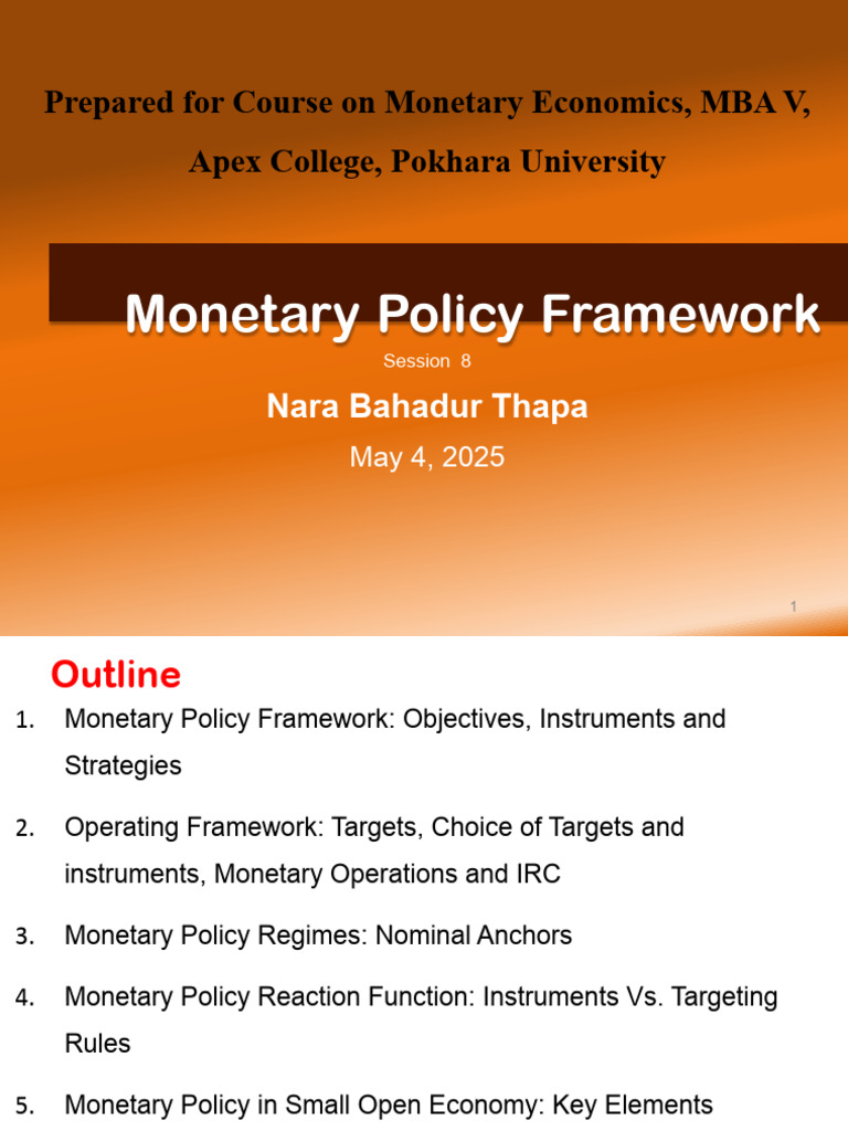 Lecture Note 5 Monetary Policy Framework | PDF | Monetary Policy | Inflation