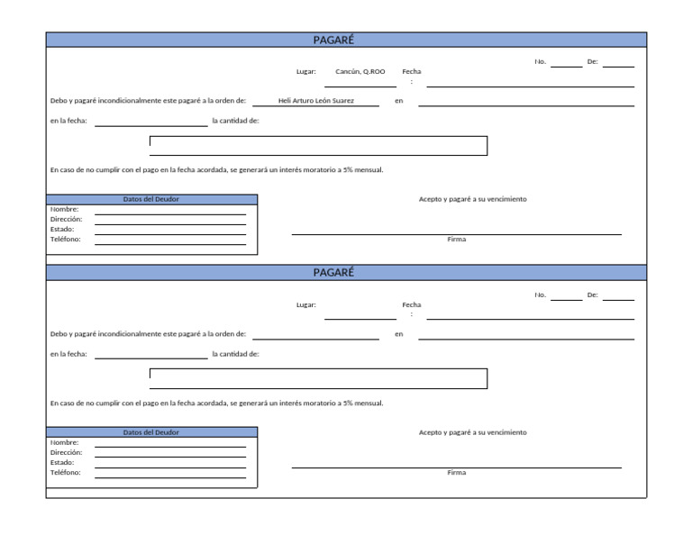 Pagaré Formato Word | PDF