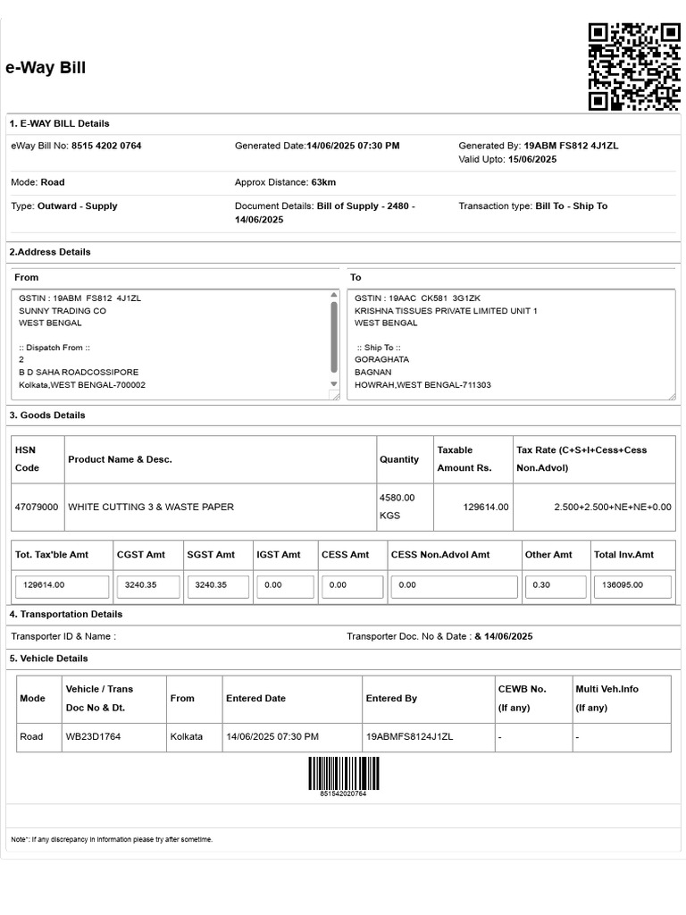 E-Way Bill System 1764 UNIT 1 | PDF | Public Finance | Taxation