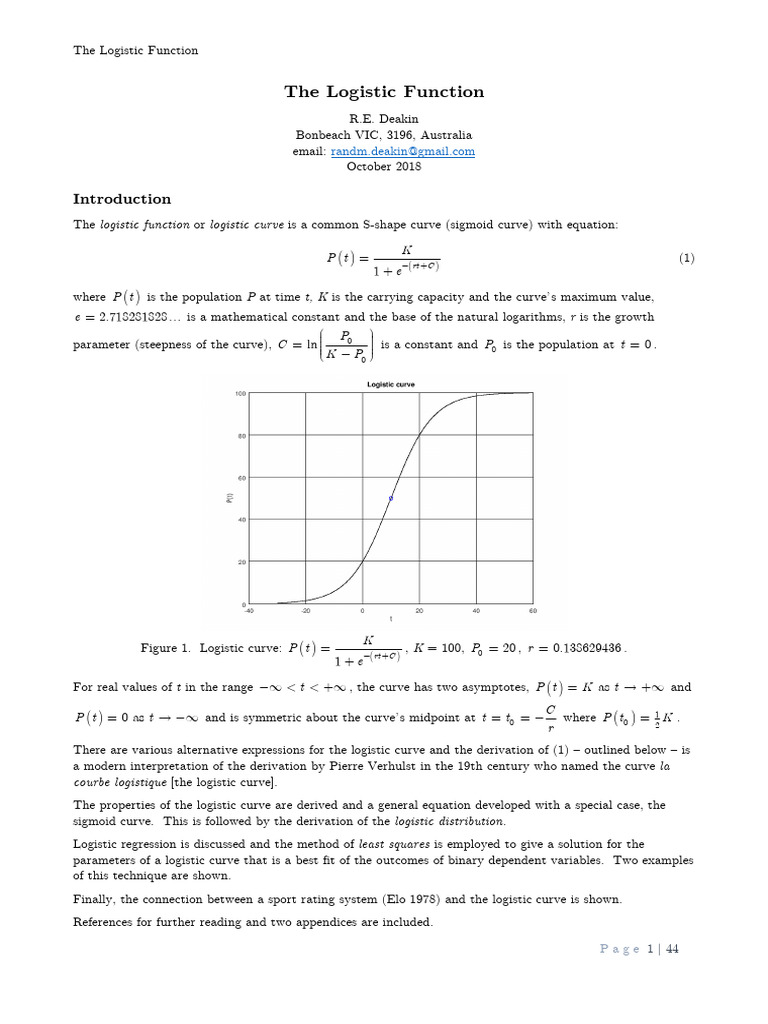 The Logistic Function | PDF | Probability Distribution | Probability ...