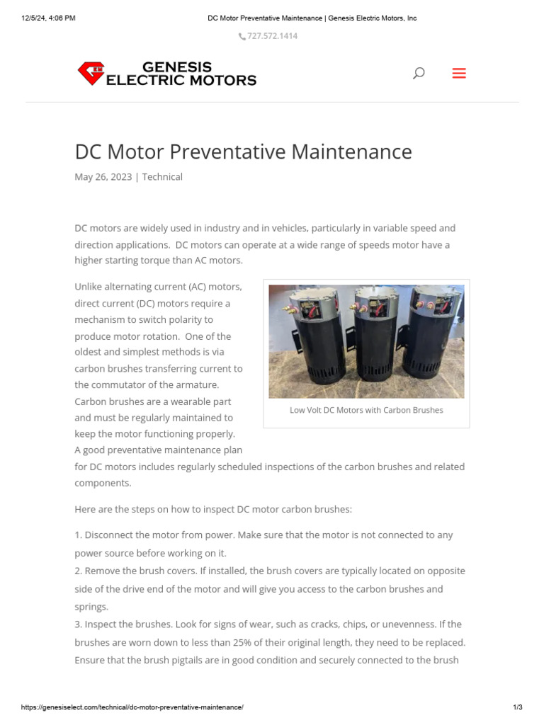 DC Motor Maintenance Guidelines | PDF | Electric Motor | Direct Current