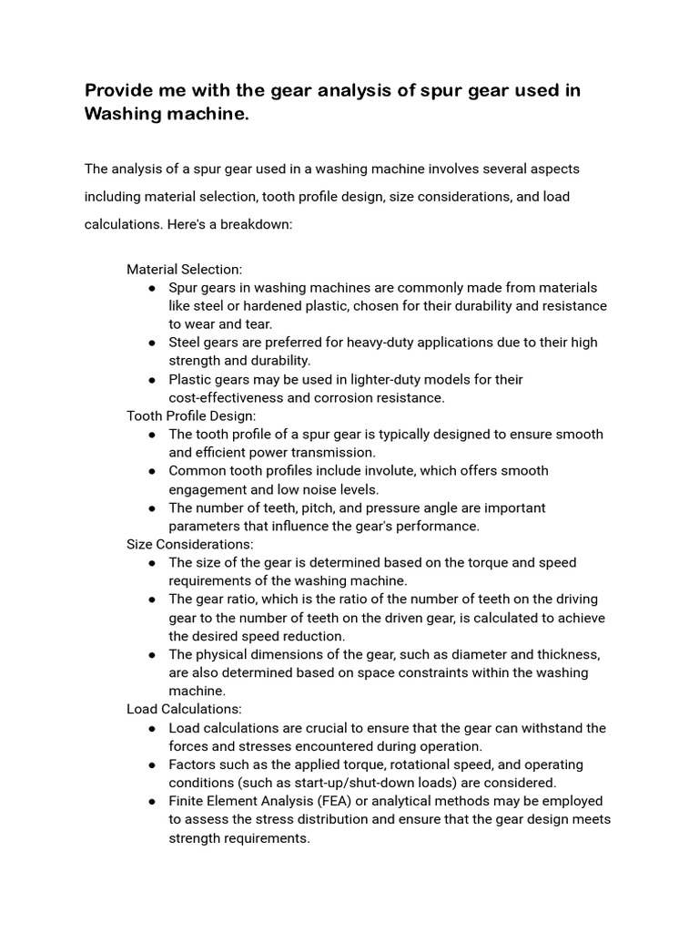 Spur Gear Analysis Roadmap Pdf Gear Strength Of Materials