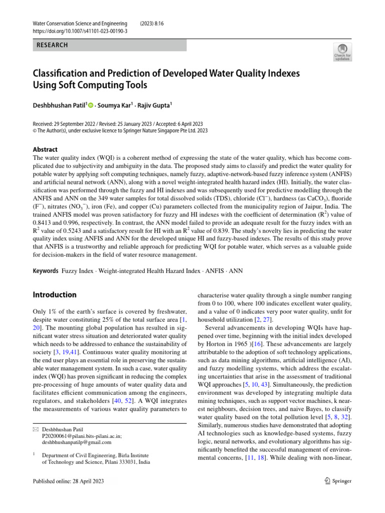 ANFIS | PDF | Fuzzy Logic | Water Quality