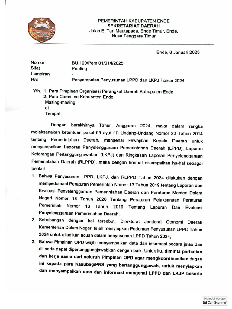Penyampaian Penyusunan LPPD Dan LKPJ Tahun 2024-1 | PDF