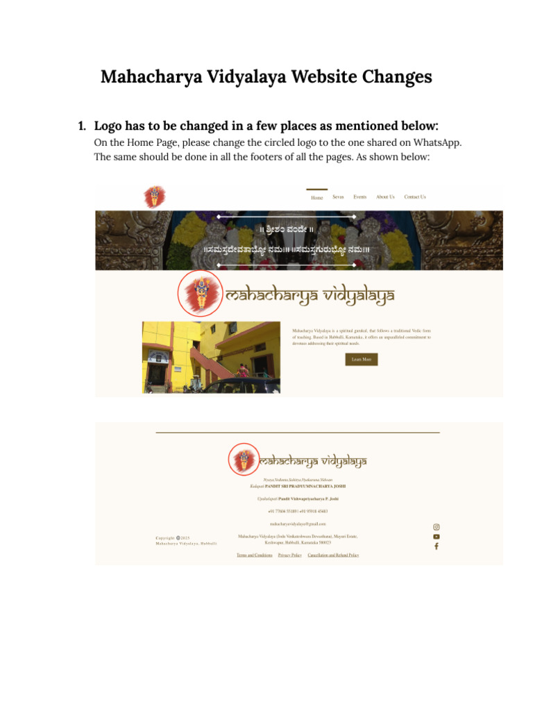 Mahacharya Vidyalaya Website Changes | PDF