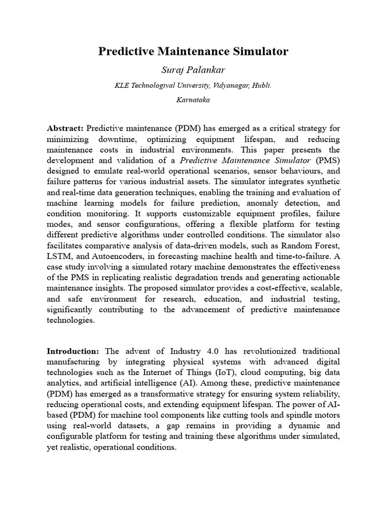 Predictive Maintenance Simulator | PDF | Support Vector Machine | Principal Component Analysis
