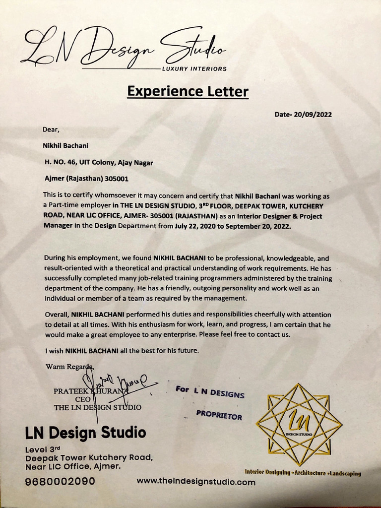 Experince Letter 2 | PDF