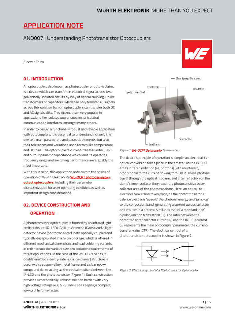 Understanding Phototransistor Optocouplers | PDF | Bipolar Junction Transistor | Light Emitting ...