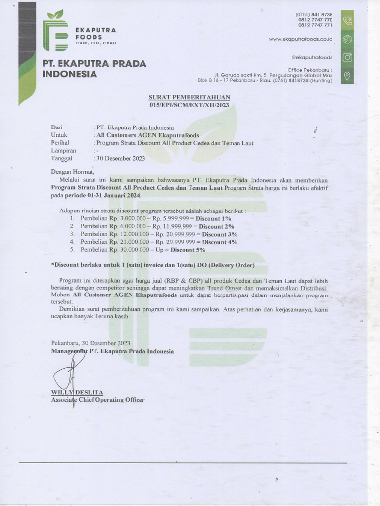 015 Strata Discount Produk Cedea & Teman Laut Jan 2024 - Agen | PDF