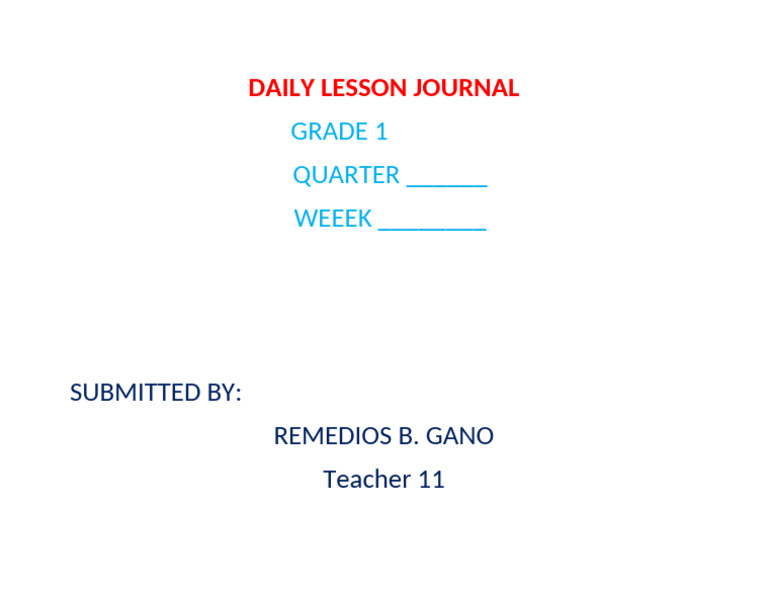 Daily Lesson Journal | PDF