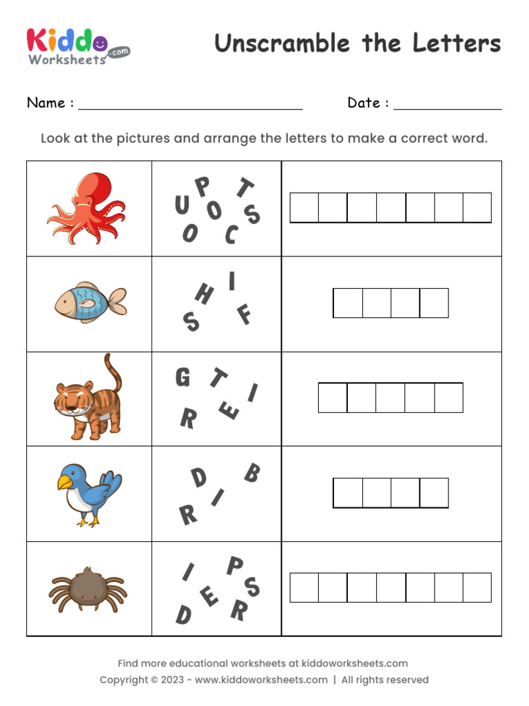 Unscramble The Letters Worksheet | PDF