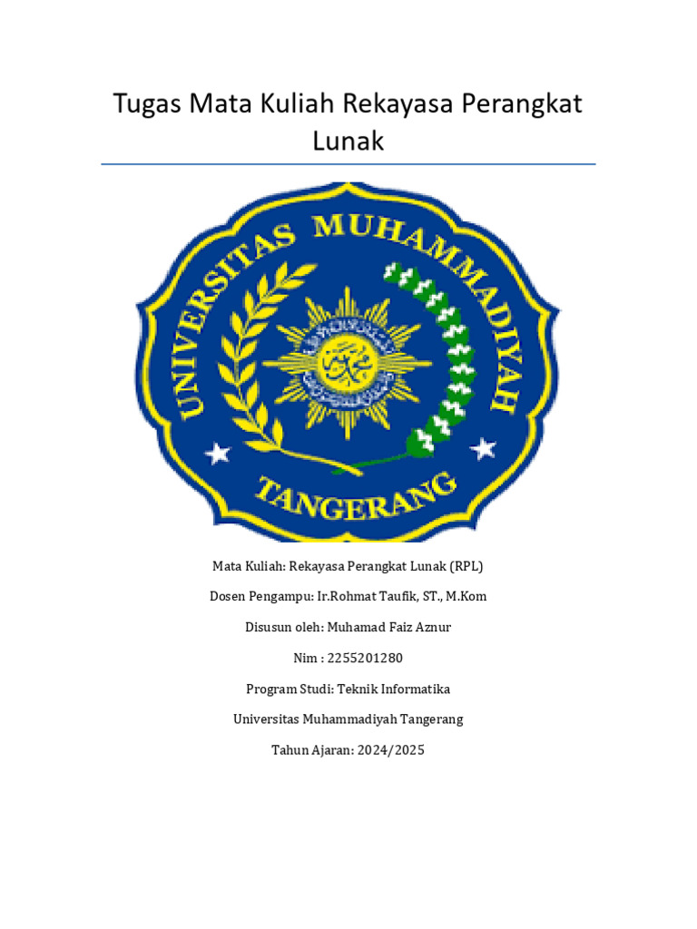 Tugas Mata Kuliah RPL 1 | PDF