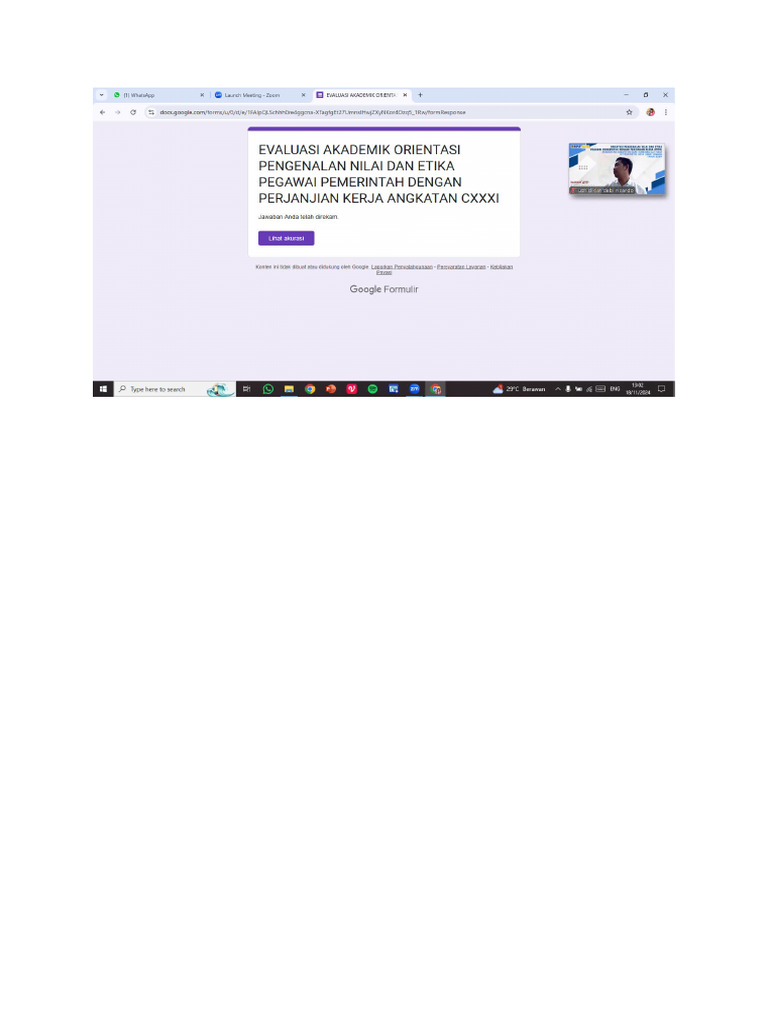 Prin Screen Bukti Evaluasi Orientasi Nilai Dan Etika | PDF