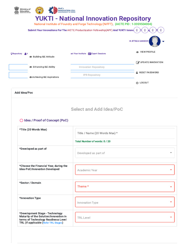 YUKTI-National Innovation Repository (NIR) | PDF