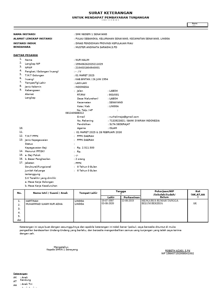 Form Keluarga - Model C - KP4 - ALIM | PDF