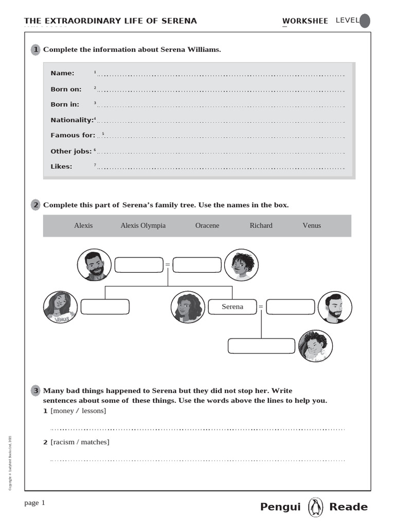PR ELO SerenaWilliams Worksheet2-1 | PDF