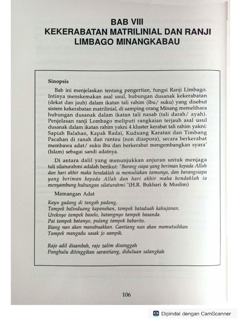 Kekerabatan Matrilinial Dan Ranji Limbago Minangkabau | PDF