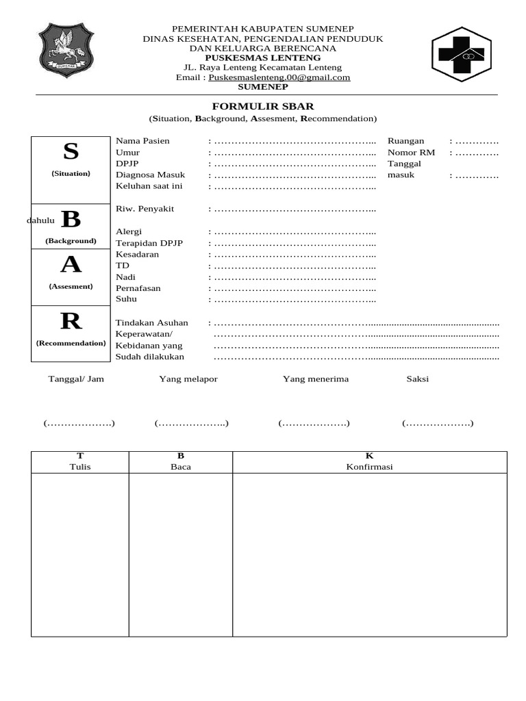 Formulir Sbar RM Ranap | PDF
