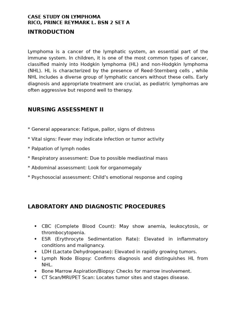 Pediatric Lymphoma Case Study | PDF | Lymphoma | Lymphatic System