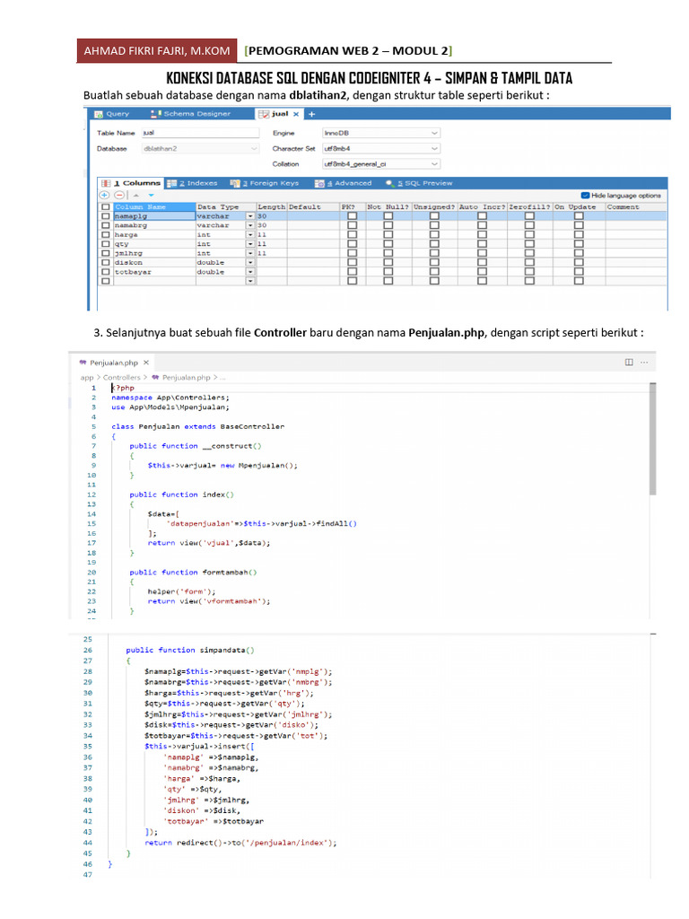Modul 2 Database SQL DG CI4 - Simpan Dan Tampil Data | PDF