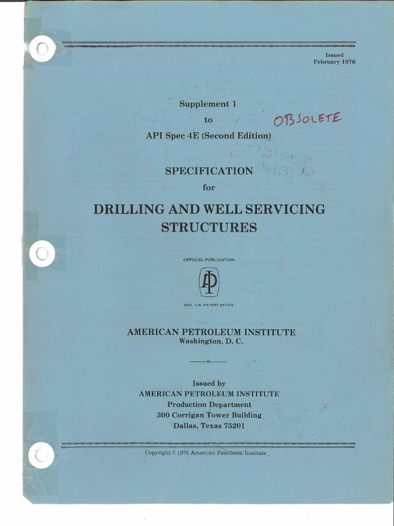 API 4E 2nd Edition - Supplement 1 - 1976 | PDF