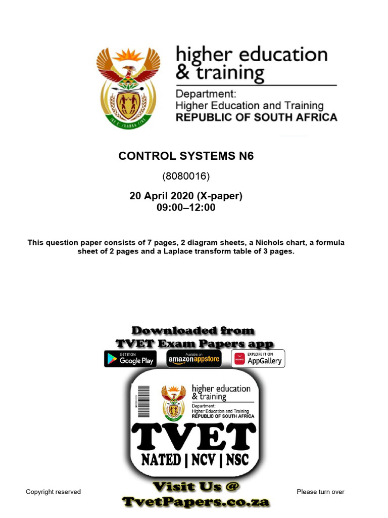 Control Systems N6 Examination Paper | PDF | Electricity ...