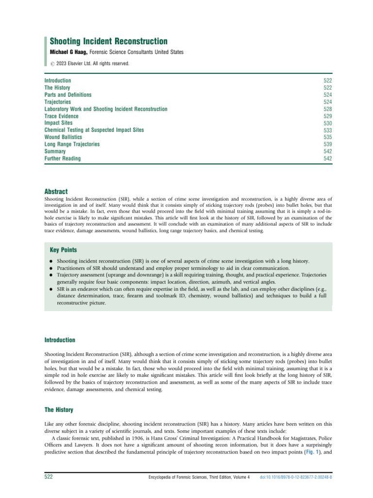 Shooting Incident Reconstruction | PDF | Bullet | Forensic Science