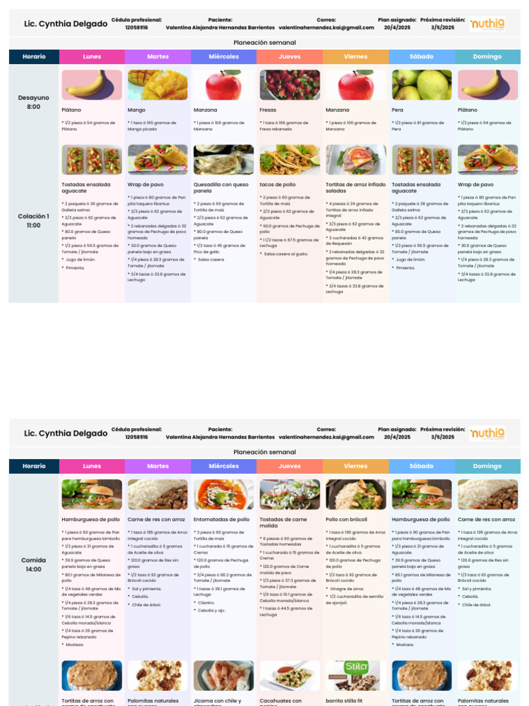 Plan Valentina Alejandra Hernandez Barrientos 20-04-2025 | PDF | Hamburguesas | Cocina de las ...