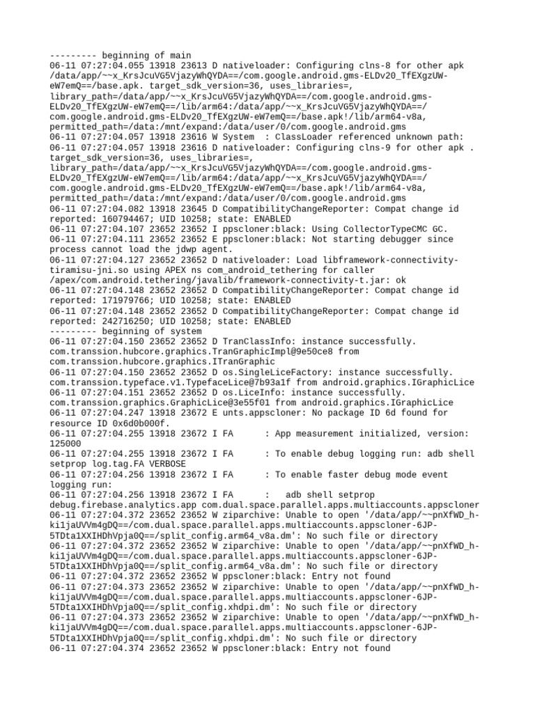 Com - Dual.space - Parallel.apps - Multiaccounts.appscloner Logcat | PDF | Android (Operating ...