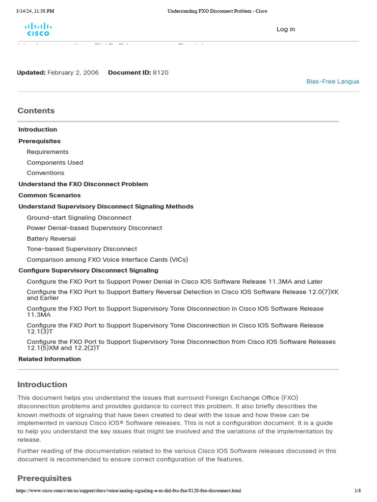 Understanding FXO Disconnect Problem - Cisco | PDF | Service Industries ...